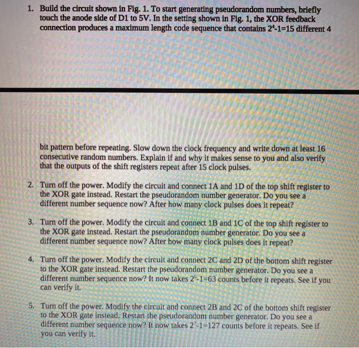 LAB 9: Linear-Feedback Shift Registers Objectives • | Chegg.com
