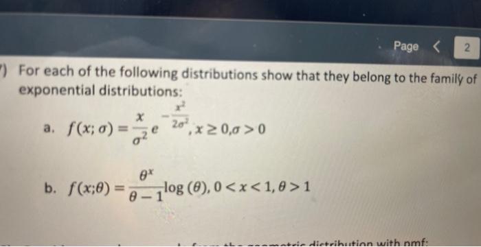 Solved For each of the following distributions show that | Chegg.com