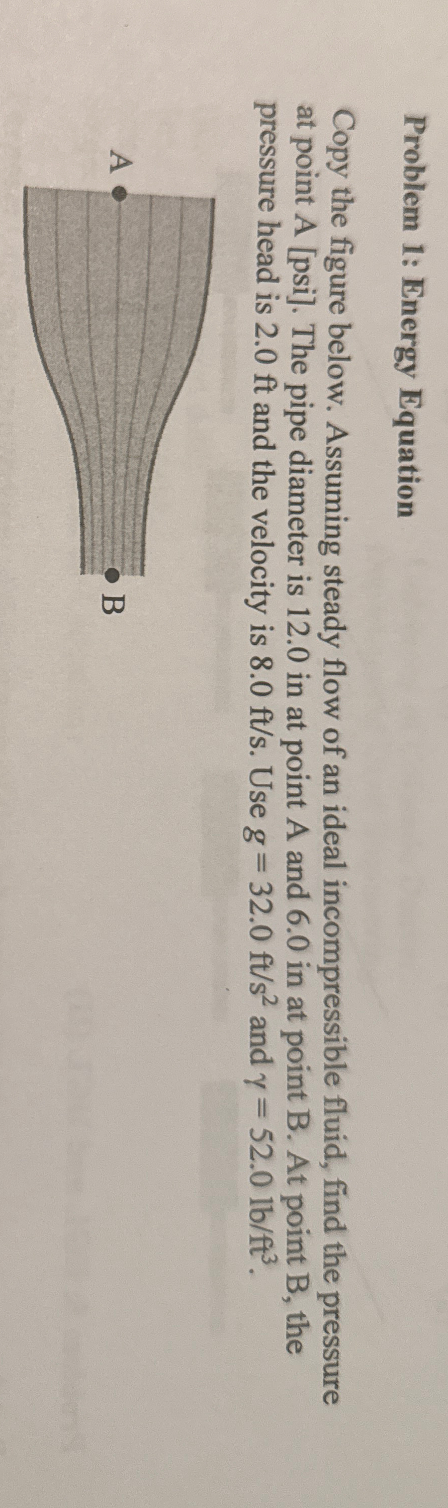 Solved Problem 1: Energy EquationCopy the figure below. | Chegg.com