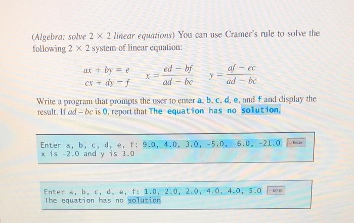 Solved (Algebra: solve 2 x 2 linear equations) You can use | Chegg.com
