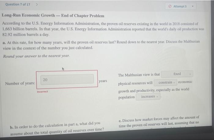 Solved Question 7 of 17 Attempts Long-Run Economic Growth - | Chegg.com