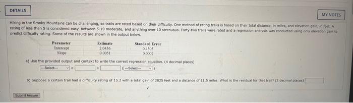 Solved Hiking in the Smoky Nountains can be challenging, so | Chegg.com
