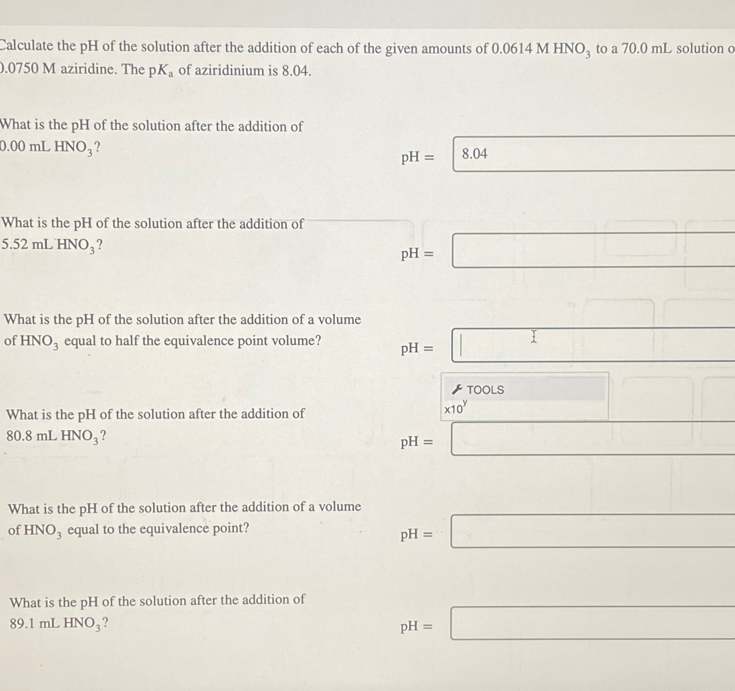 Solved Calculate the pH ﻿of the solution after the addition | Chegg.com