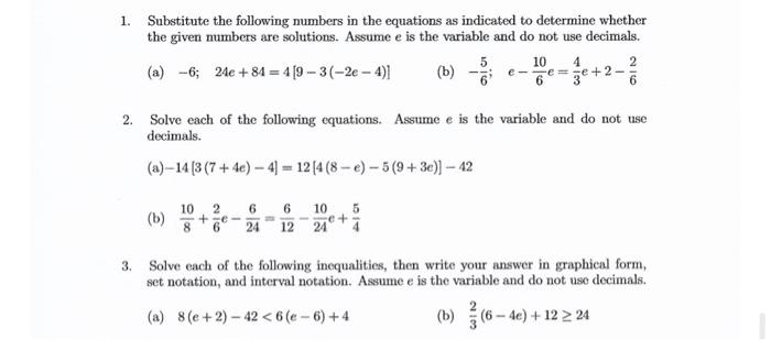 Solved 1. Substitute the following numbers in the equations | Chegg.com