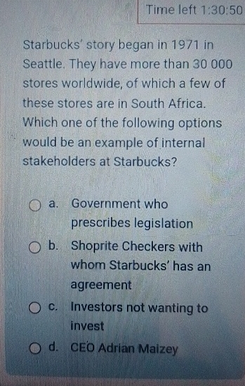 Solved Starbucks' story began in 1971 ﻿in Seattle. They have | Chegg.com