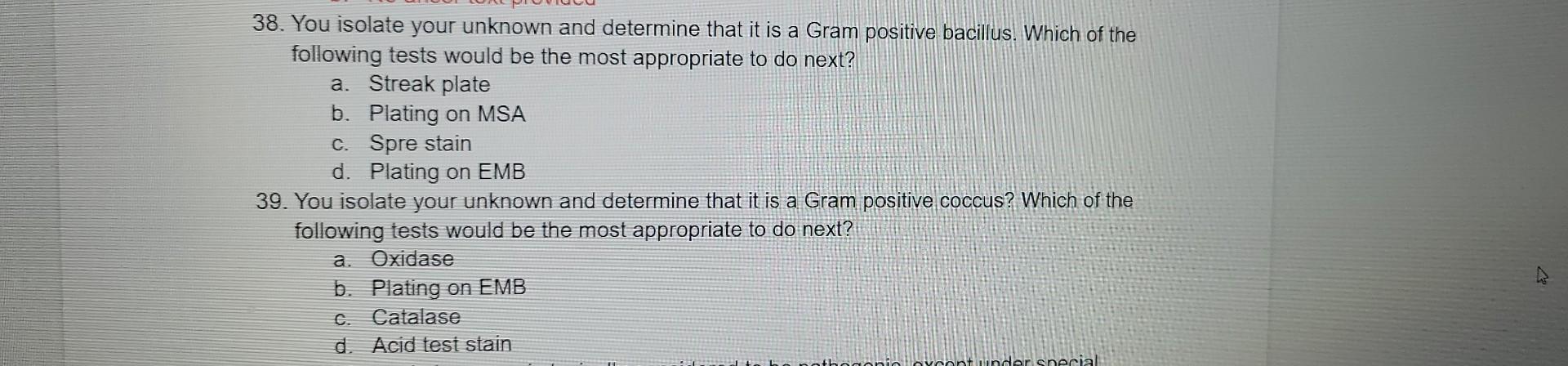 Solved 38. You isolate your unknown and determine that it is | Chegg.com