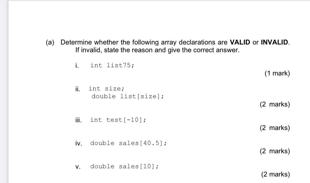 Solved (a) Determine whether the following array | Chegg.com