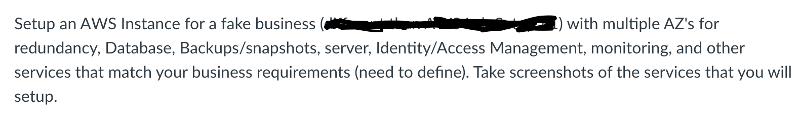 Solved Setup an AWS Instance for a fake business with | Chegg.com