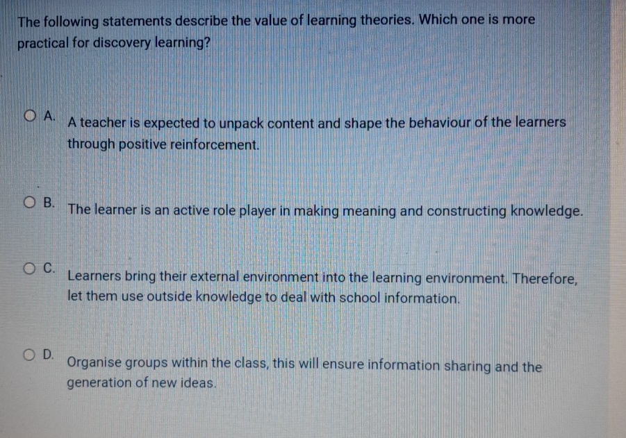 Solved The following statements describe the value of | Chegg.com