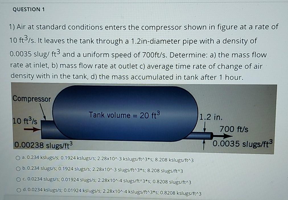 Solved QUESTION 1 1) Air at standard conditions enters the | Chegg.com