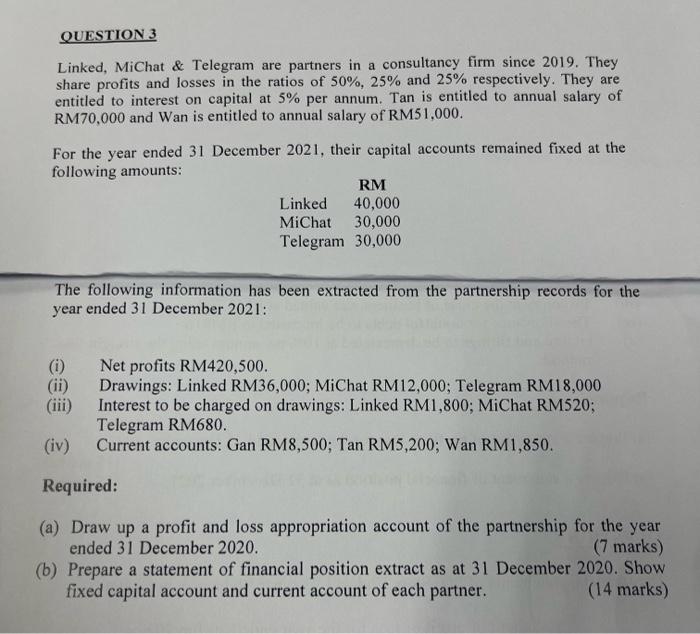 Solved Linked, MiChat \& Telegram are partners in a | Chegg.com