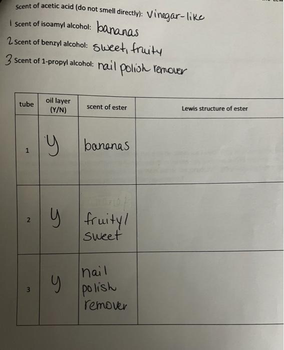 Solved Scent of acetic acid (do not smell directly): | Chegg.com