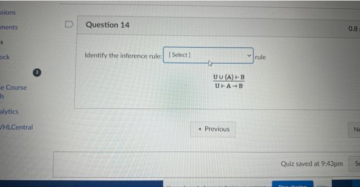 Identify the inference rule: U+A→BUU(A)+BIdentify the | Chegg.com