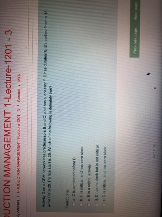 Solved UCTION MANAGEMENT 1-Lecture-1201 - 3 y courses / | Chegg.com