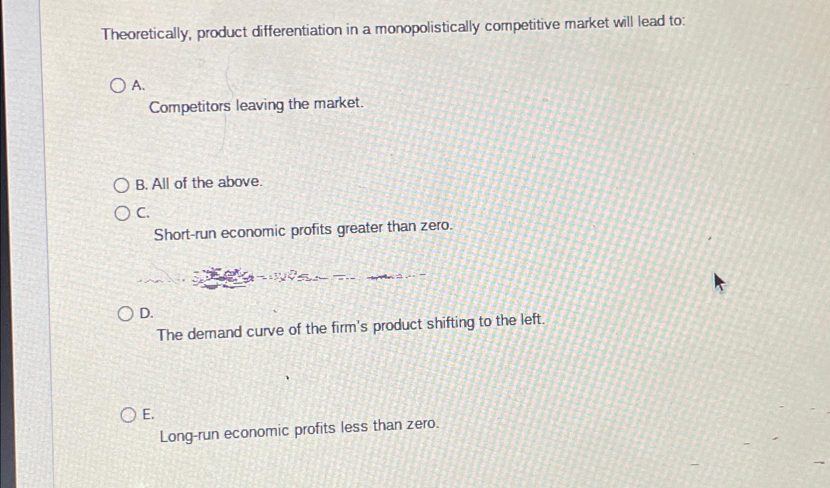 Solved Theoretically, product differentiation in a | Chegg.com