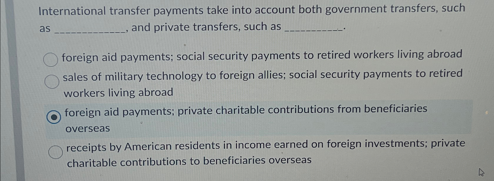 Solved International transfer payments take into account | Chegg.com