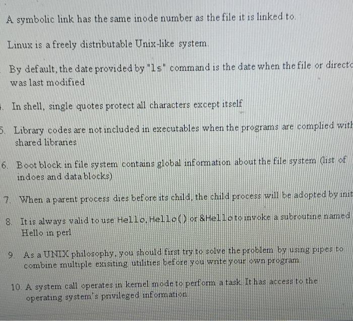 Solved A symbolic link has the same inode number as the file | Chegg.com