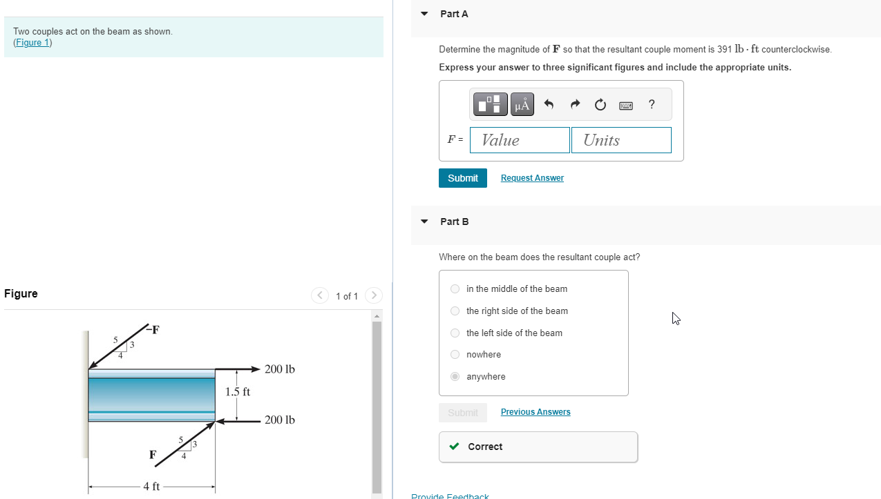 Solved Two couples act on the beam as shown.(Figure | Chegg.com