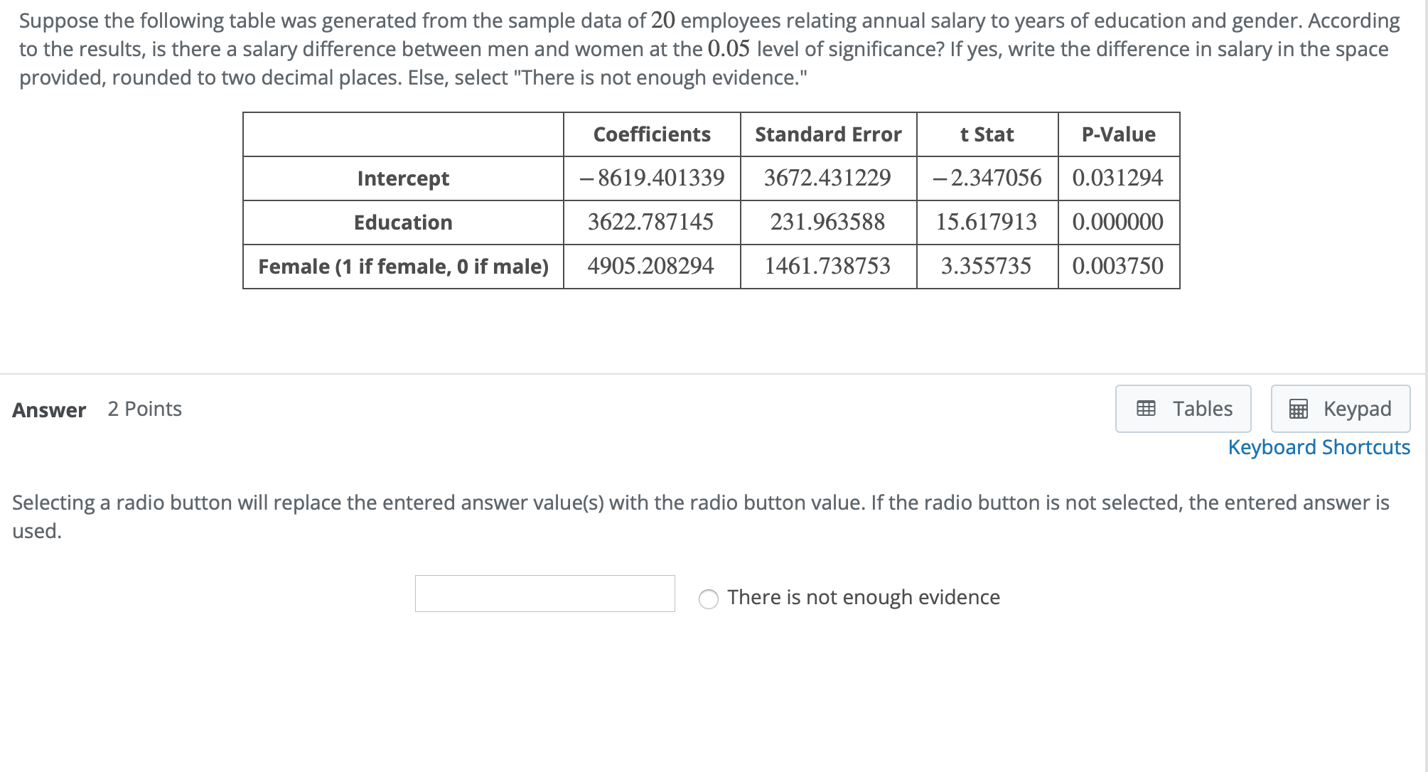 Solved Suppose the following table was generated from the | Chegg.com