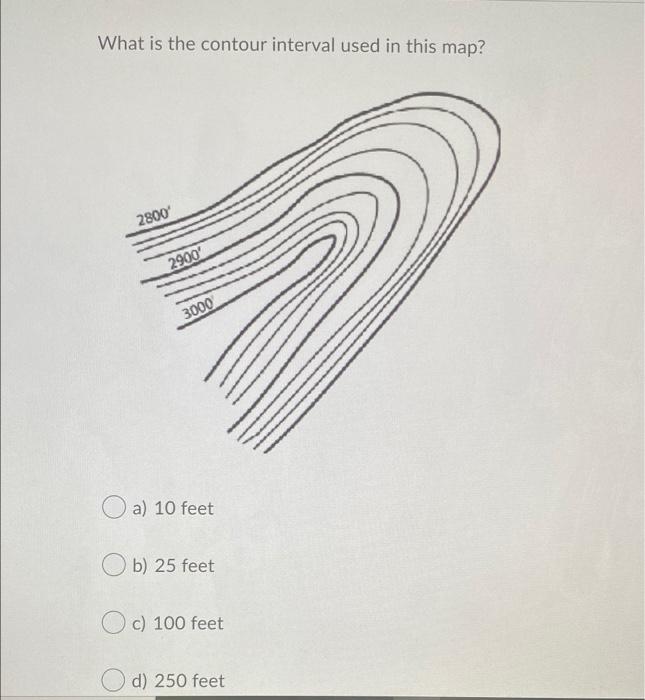 Solved What is the contour interval used in this map? 2800 | Chegg.com