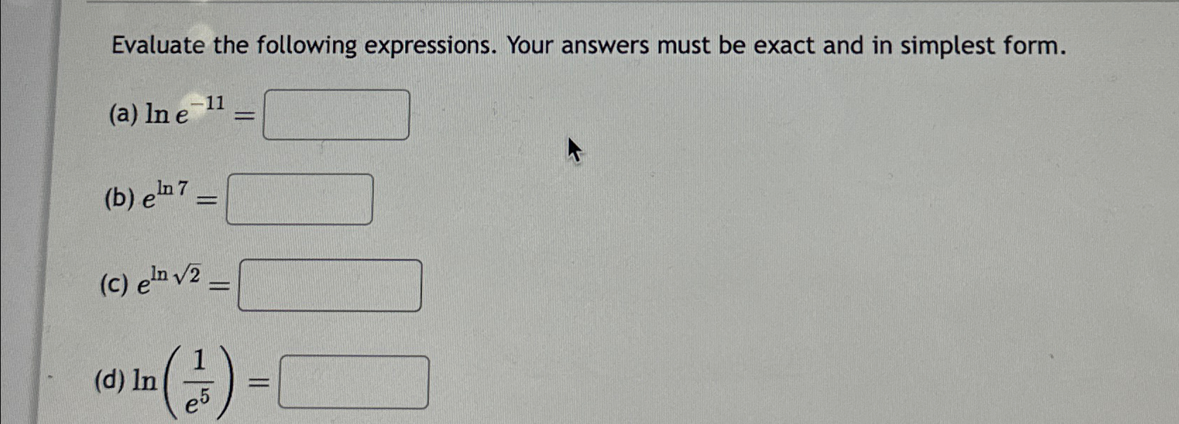 Solved Evaluate the following expressions. Your answers must | Chegg.com