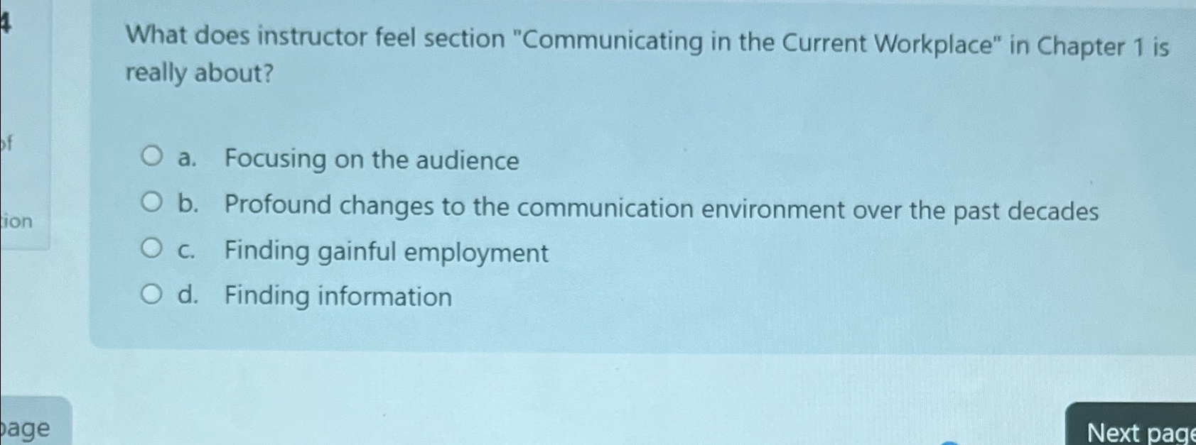 Solved What does instructor feel section "Communicating in | Chegg.com