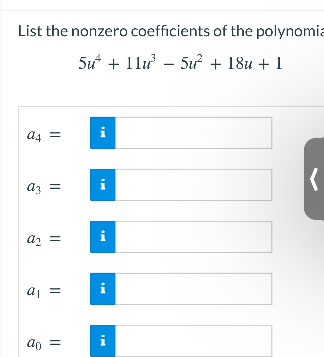 Solved List the nonzero coefficients of the | Chegg.com