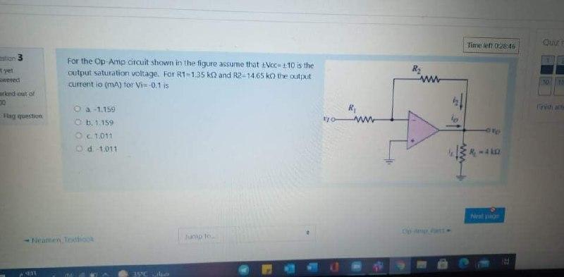 Solved Timele 028.46 stion 3 tel ted For the Op Amp circuit | Chegg.com