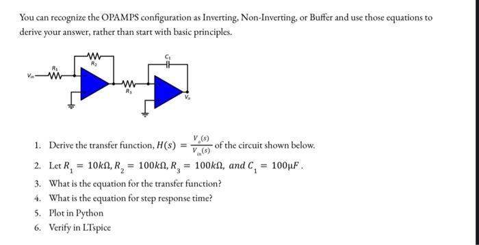 Solved You can recognize the OPAMPS configuration as | Chegg.com