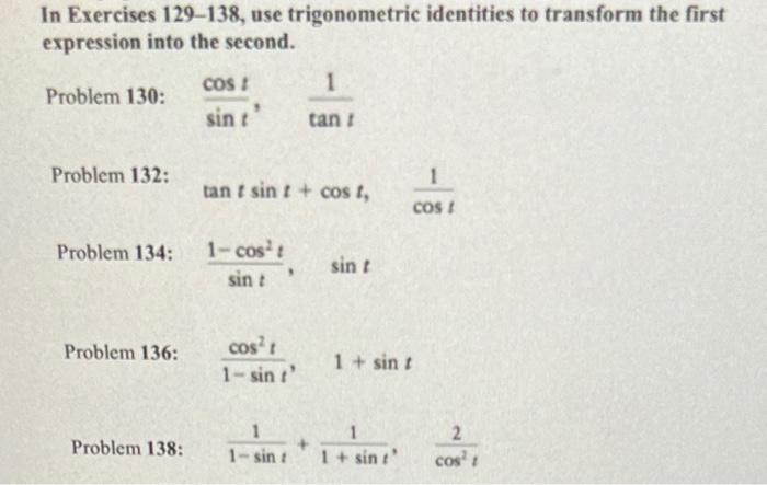 Solved In Exercises 129-138, use trigonometric identities to | Chegg.com