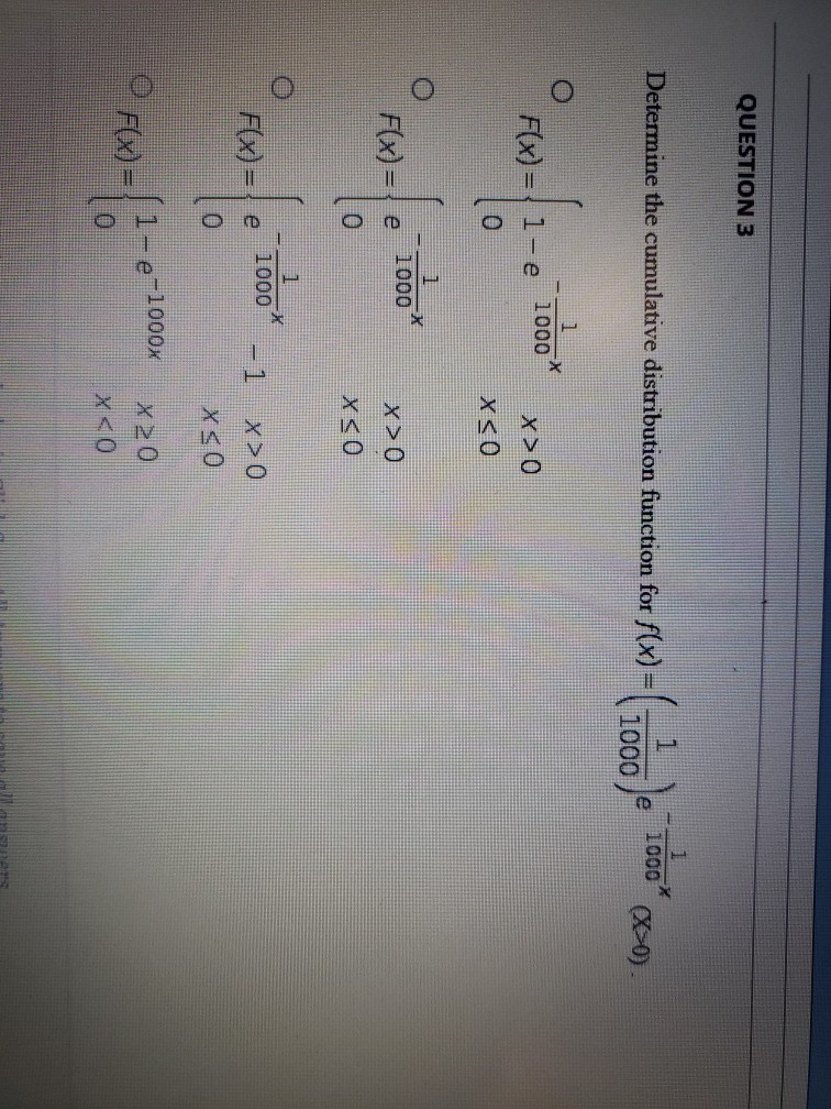 Solved Question 3 Determine The Cumulative Distribution