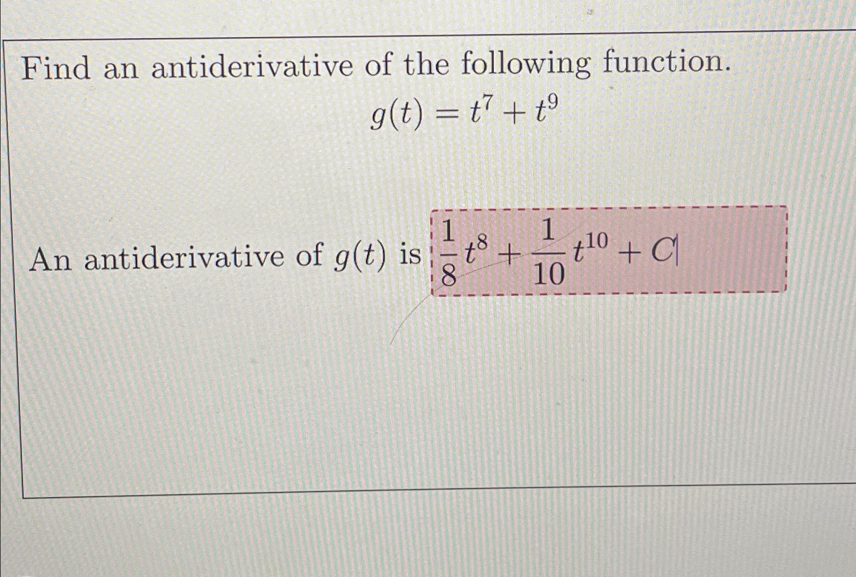 Solved Find an antiderivative of the following | Chegg.com