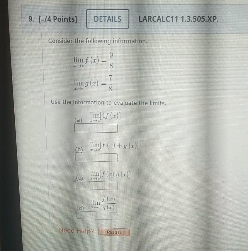 Solved Consider the following function and its graph. 9(4) - | Chegg.com