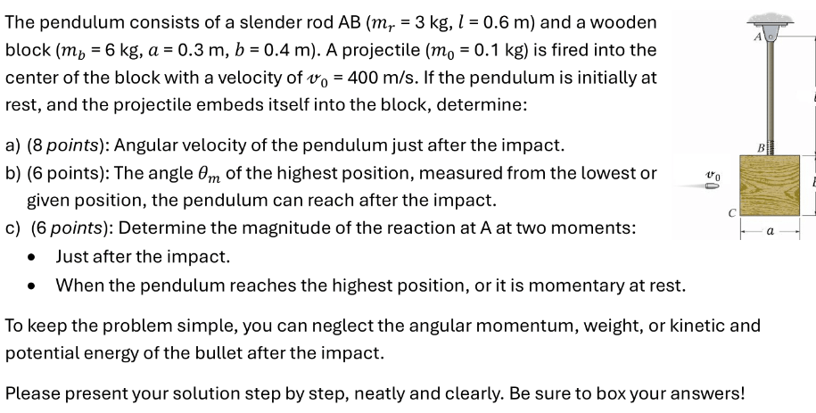 Solved The pendulum consists of a slender rod AB (m_r = 3kg, | Chegg.com