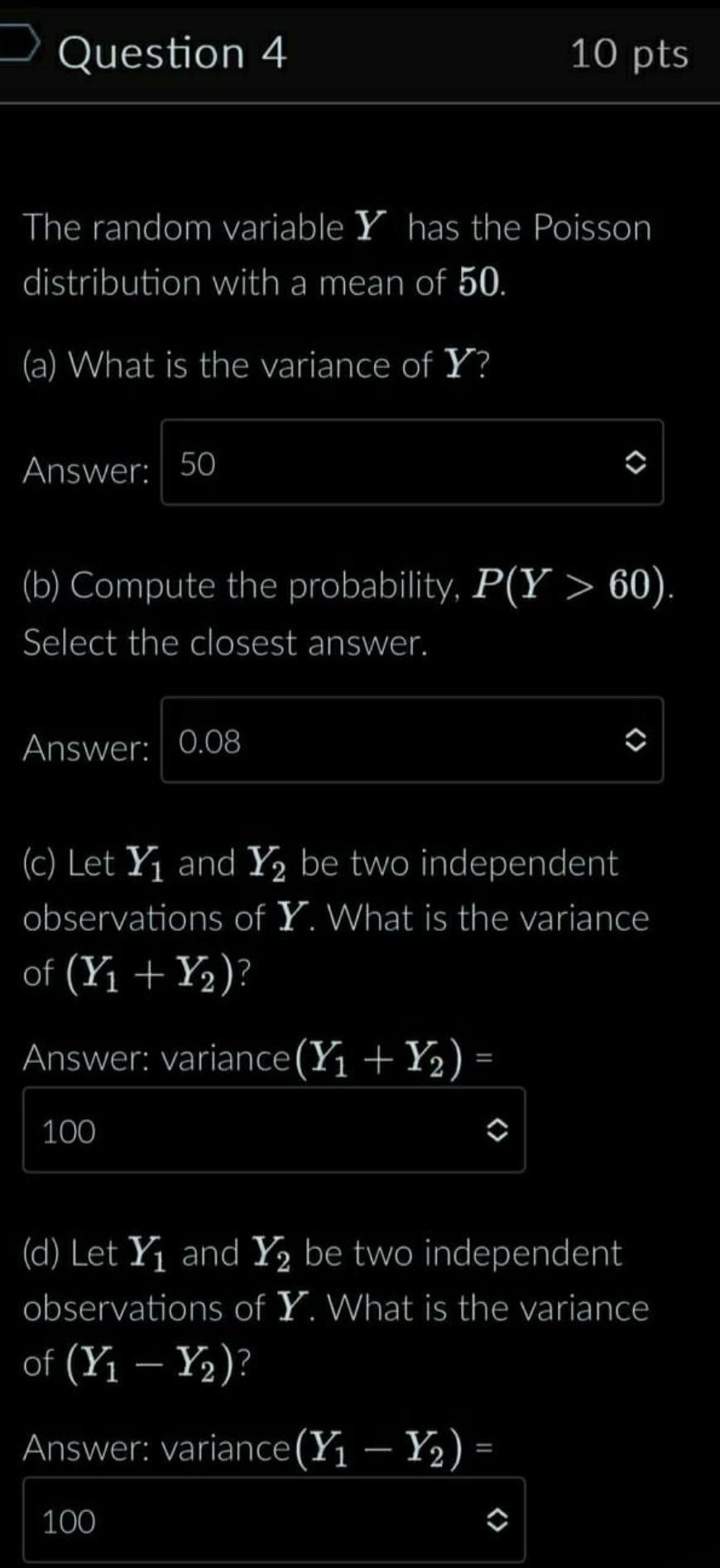 Solved The random variable Y has the Poisson distribution | Chegg.com