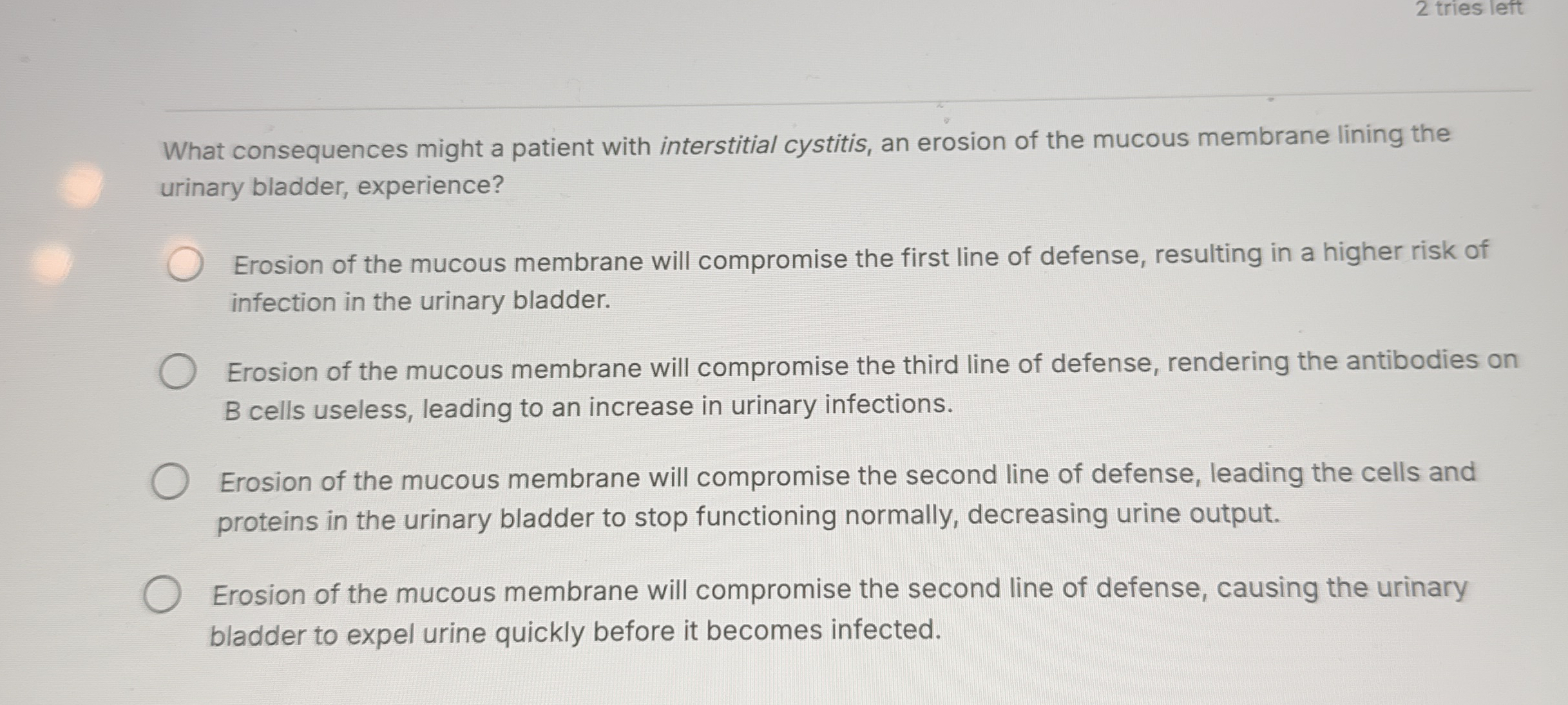Solved 2 ﻿tries leftWhat consequences might a patient with | Chegg.com