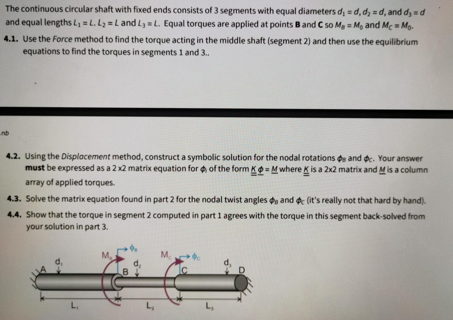 Solved The continuous circular shaft with fixed ends | Chegg.com