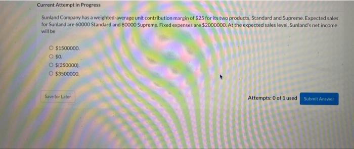 Solved Sunland Company has a weighted-average unit | Chegg.com