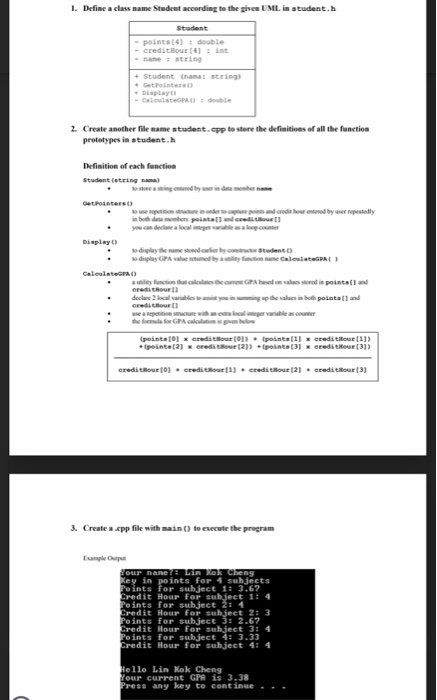 Solved 1. Define a class name Student according to the given | Chegg.com