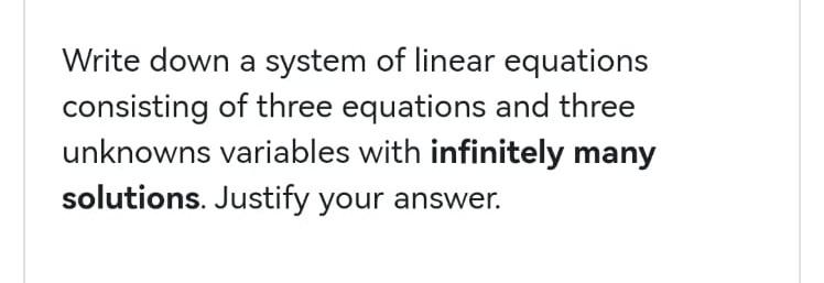 Solved Write down a system of linear equations consisting of | Chegg.com