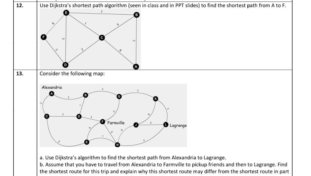Solved Consider the following map: a. Use Dijkstra's | Chegg.com