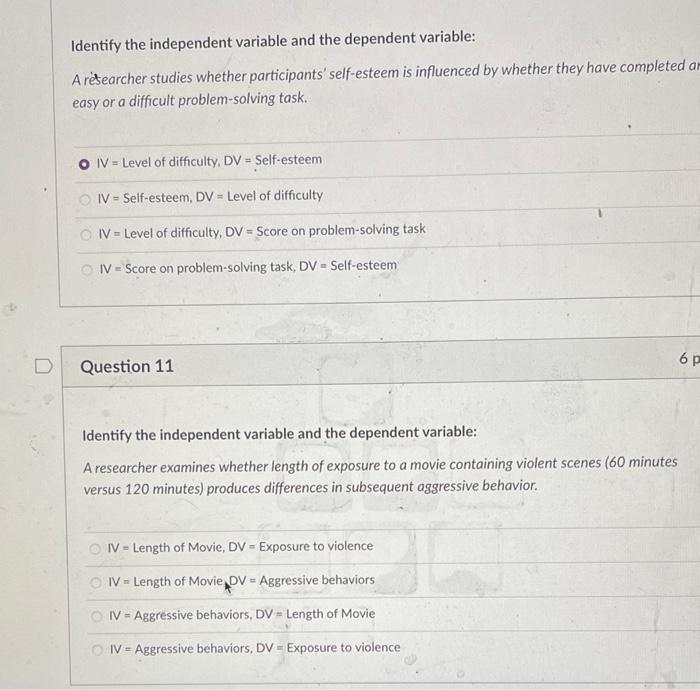 Solved Identify the independent variable and the dependent | Chegg.com
