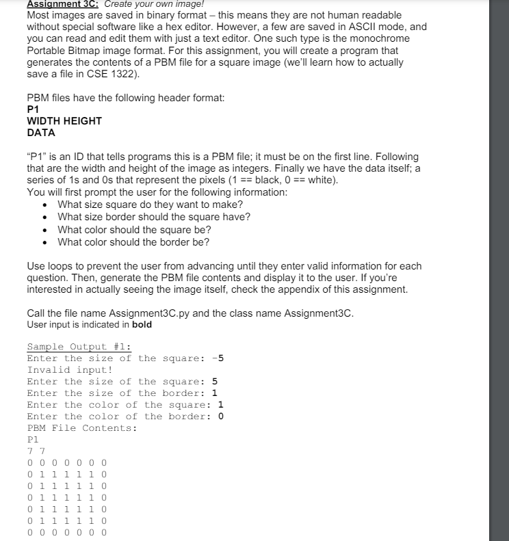 Solved Assignment 3C: Create your own image!Most images are | Chegg.com