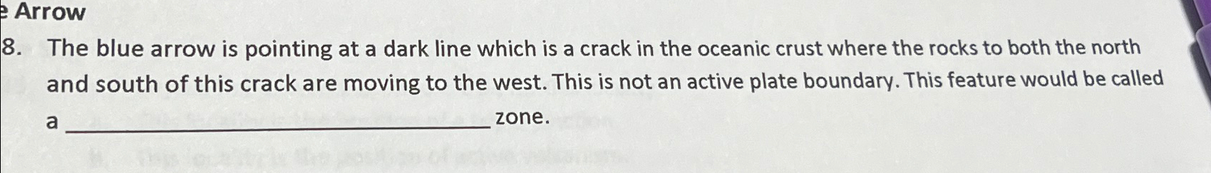 Solved Arrow8. ﻿The blue arrow is pointing at a dark line | Chegg.com