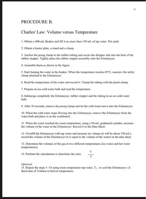 PROCEDURE B. Charles' Law: Volume versus Temperature | Chegg.com