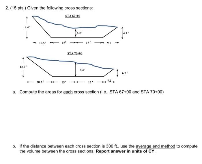 Solved 2. (15 pts.) Given the following cross sections: a. | Chegg.com