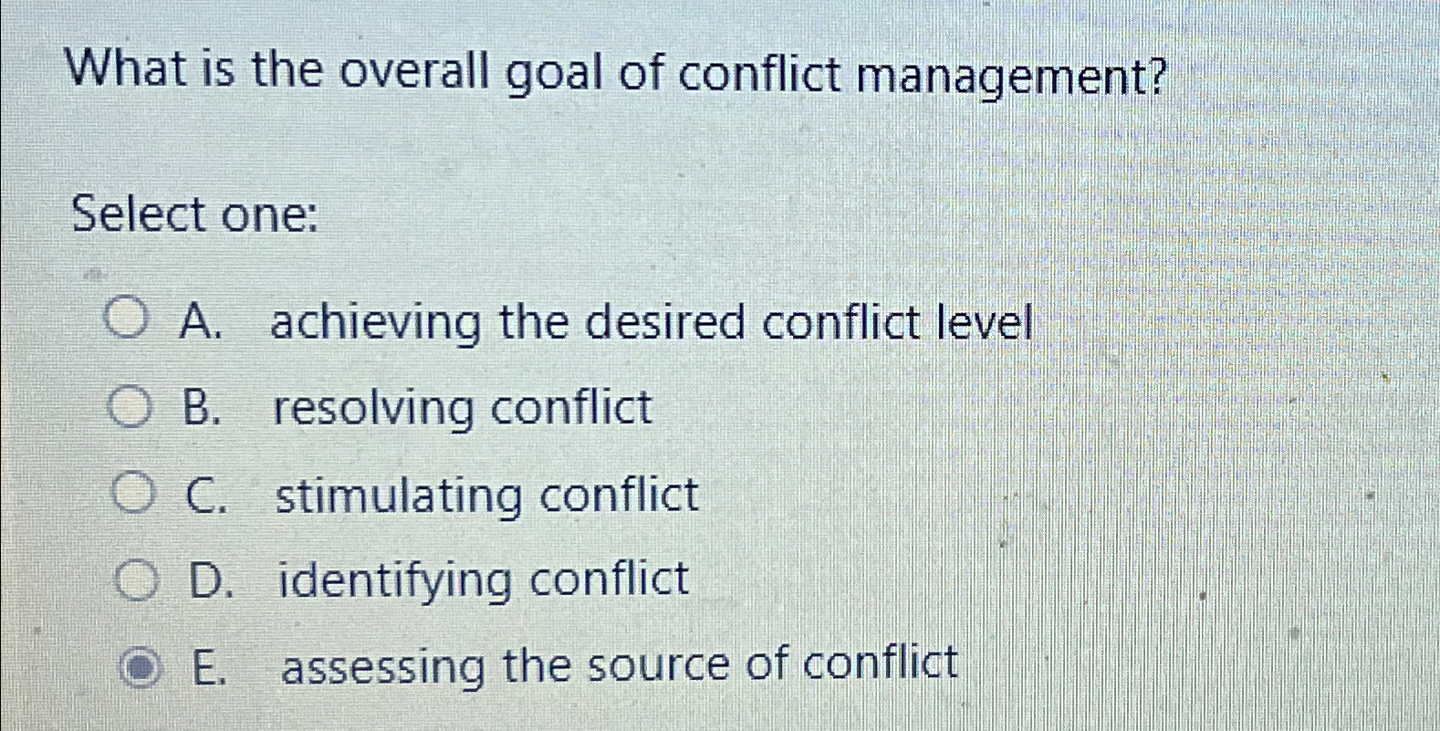 Solved What is the overall goal of conflict | Chegg.com