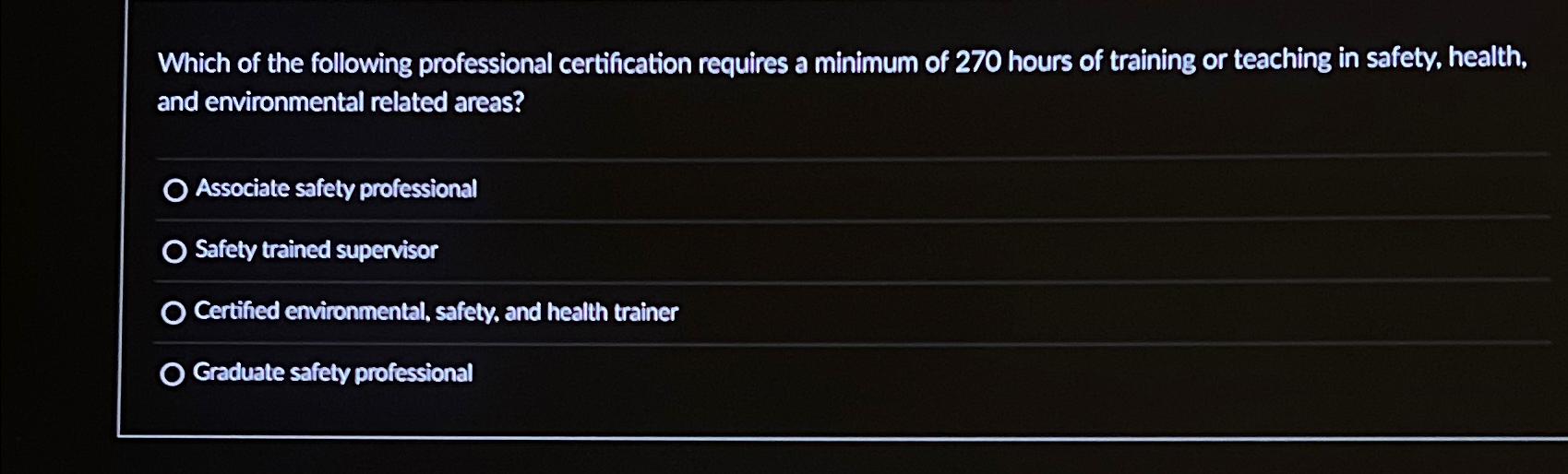 Solved Which of the following professional certification | Chegg.com