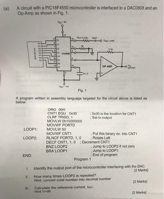 (a) A circuit with a PIC18F4550 microcontroller is | Chegg.com