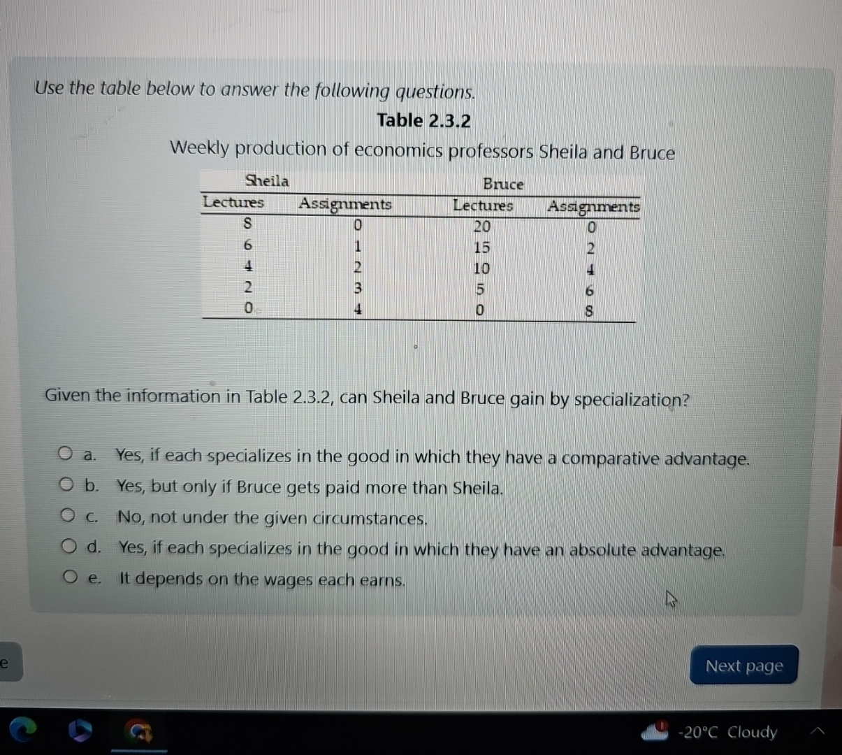 Solved Use the table below to answer the following | Chegg.com